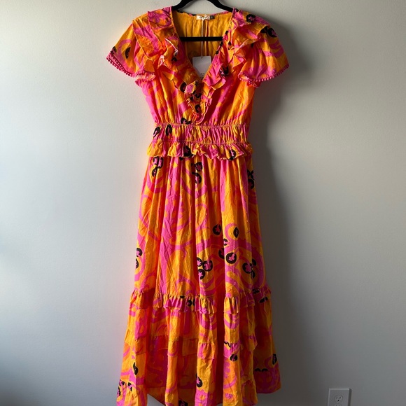 Maude | Dresses | Maude Vivante Pink And Orange Printed Maxi Dress ...
